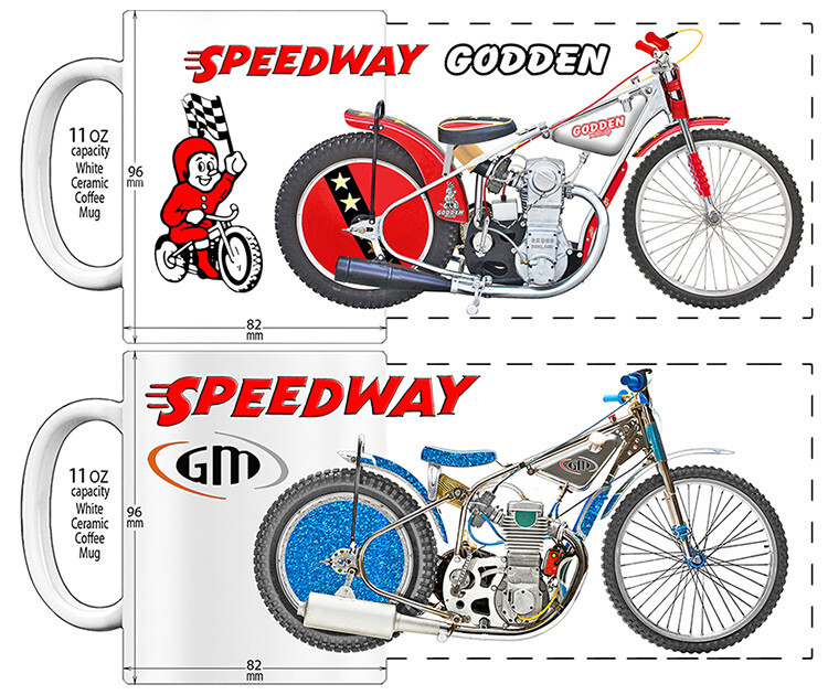 6 SPEEDWAY MOTORCYCLE "HIGH DETAILED" IMAGE COFFEE MUGS, ESO,JAP, JAWA ...