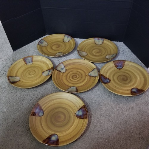SET OF 6 SANGO SPLASH BROWN STONEWARE DINNER PLATES 11" | eBay