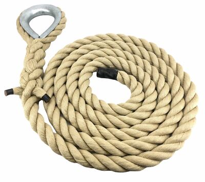 32mm Synthetic Polyhemp Gym Climbing Rope x 3 Metres CW Thimble & Heat ...