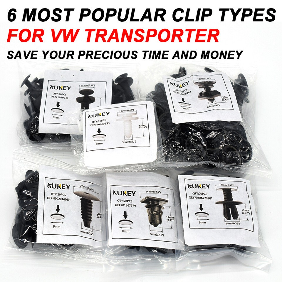 120x CLIPS FOR VW T4 T5 T6 TRANSPORTER DOOR PANEL TRIM ROOF FASTENER ...