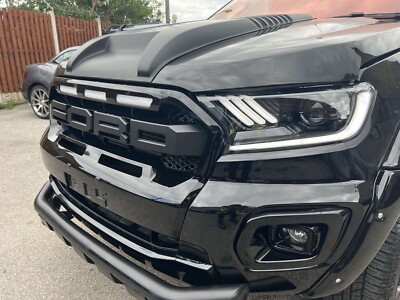 LED Gloss Black FORD Ranger T8 Raptor Style Grill 2019 facelift to 2022 ...