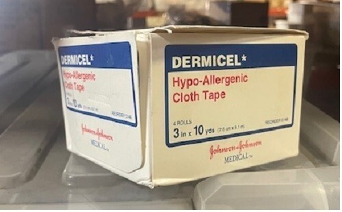 J&J 5146 Dermicel HypoAllergenic Cloth Tape 3" x 10 Yards (4ROLLS/BX ...