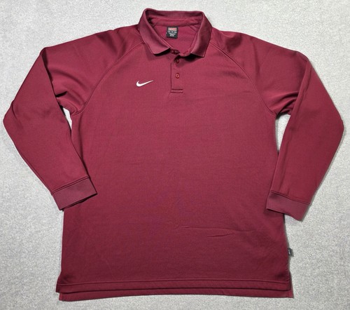 Nike Dri Fit Shirt Mens XL Maroon Long Sleeve Team Nike Swoosh | eBay