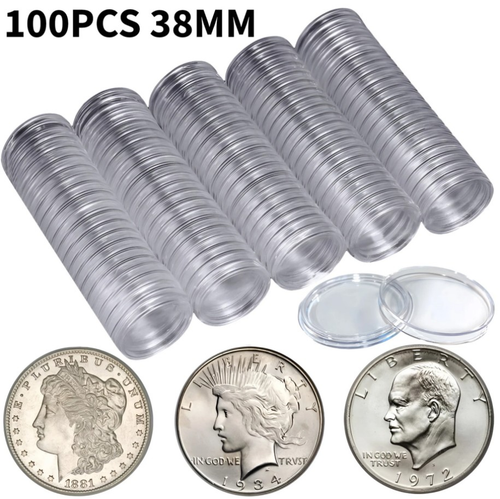 100P 38mm Coin Holder Capsule Case Storage For Morgan Peace Ike Silver ...
