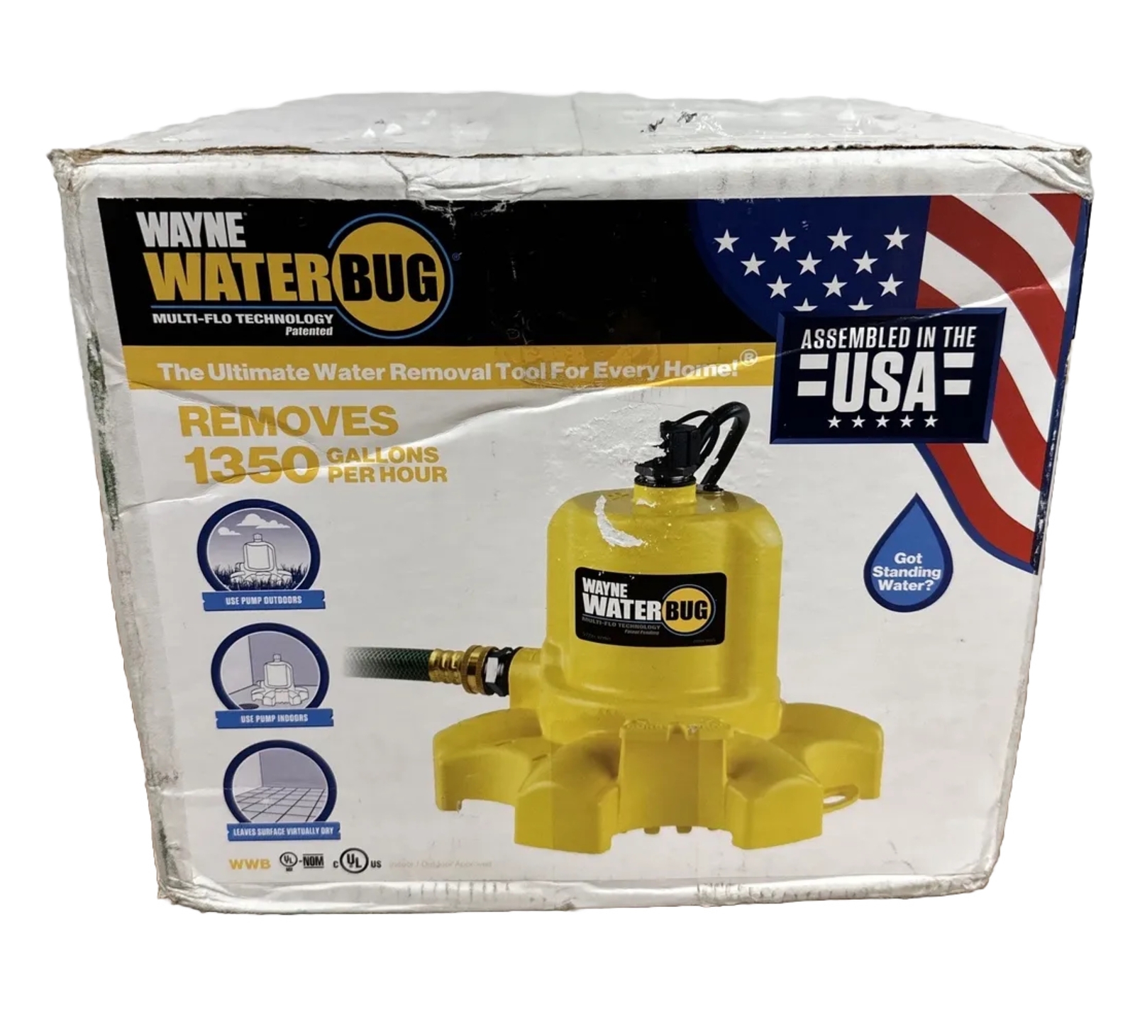 Wayne WWB WaterBUG Portable Electric Utility Pump w/Multi-Flo ...