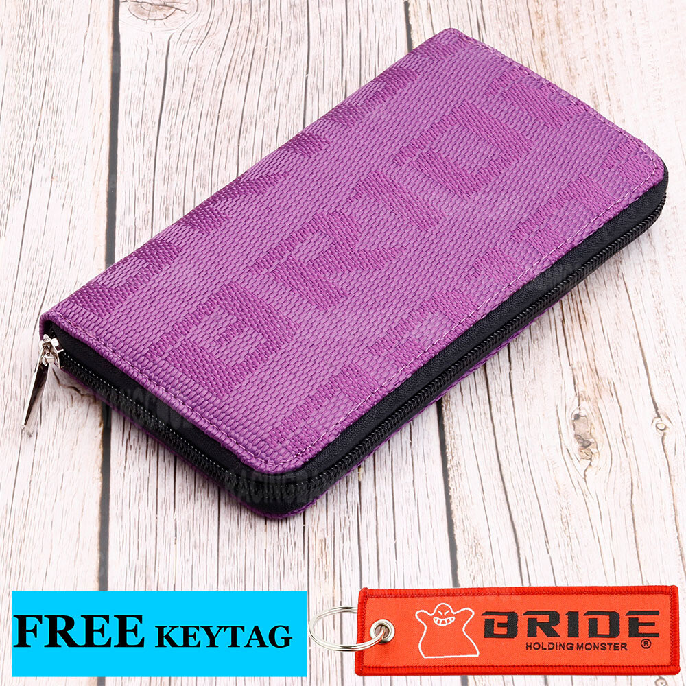 Purple Automotive Racing Bride Zipper Wallet JDM Fabric Wallet With a ...