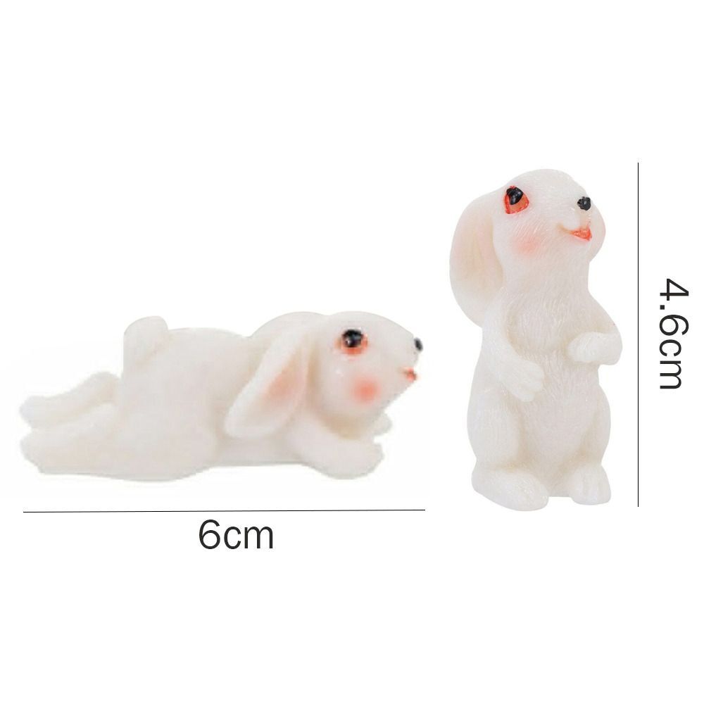 4Pcs White Bunny Miniatures Resin Rabbits Ornaments Bunny Crafts ...