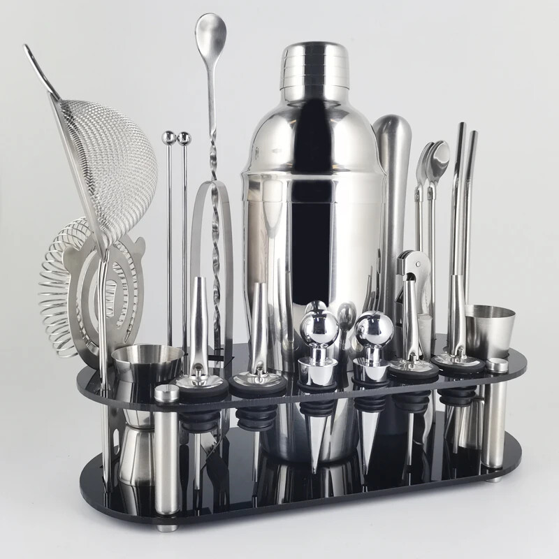 22Pcs 750/600ml Cocktail Shaker Bar Tools Wine Mixer Set Bartender ...