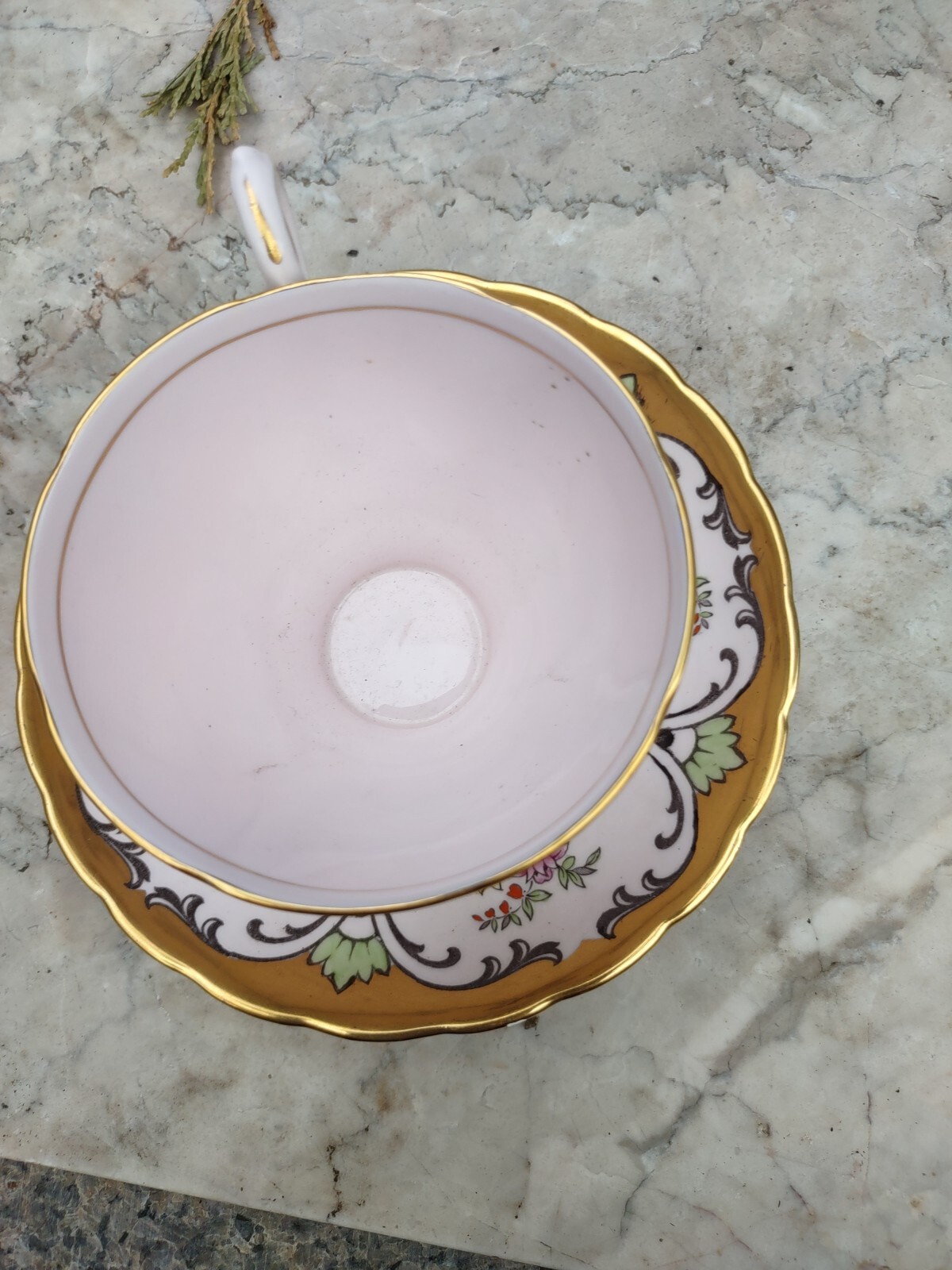 TUSCAN FINE BONE CHINA Tea Cup Saucer England Pink Gold Multi Colored ...