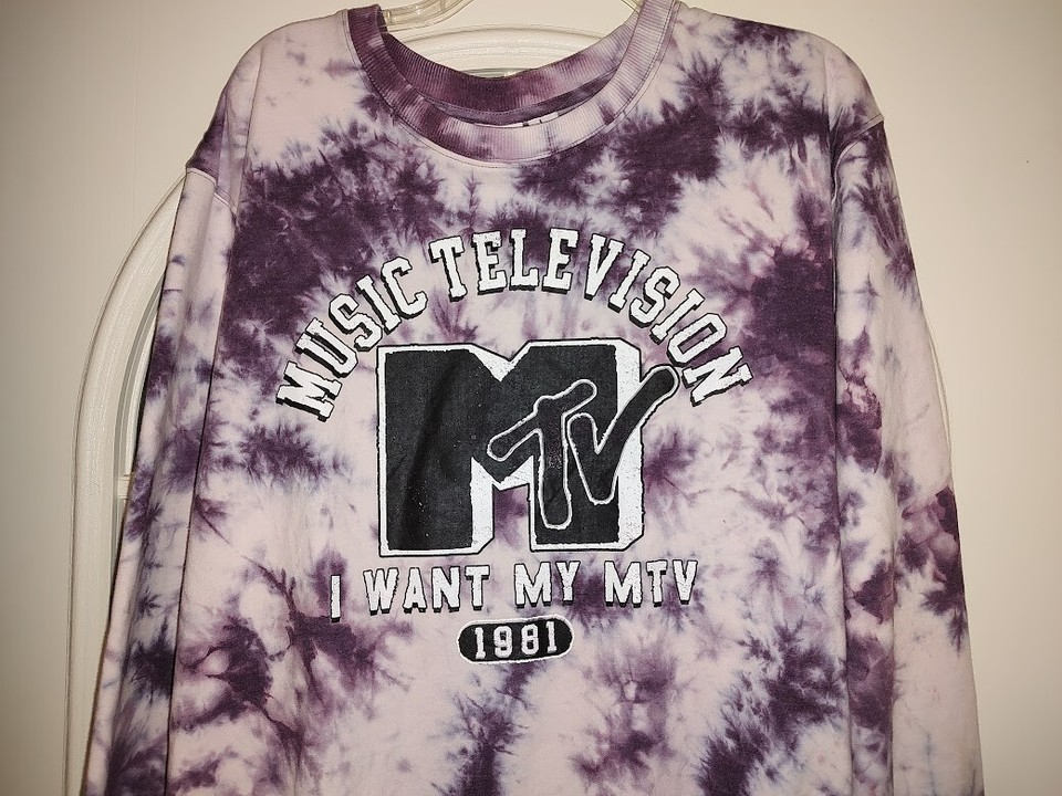 MTV Purple Tie Dye Lightweight Sweatshirt Size Women's L EUC | eBay