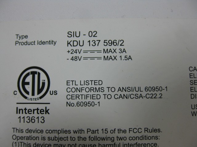Ericsson Siu-02 KDU 137 596/2 With Fan Module 128 Unit Available for ...
