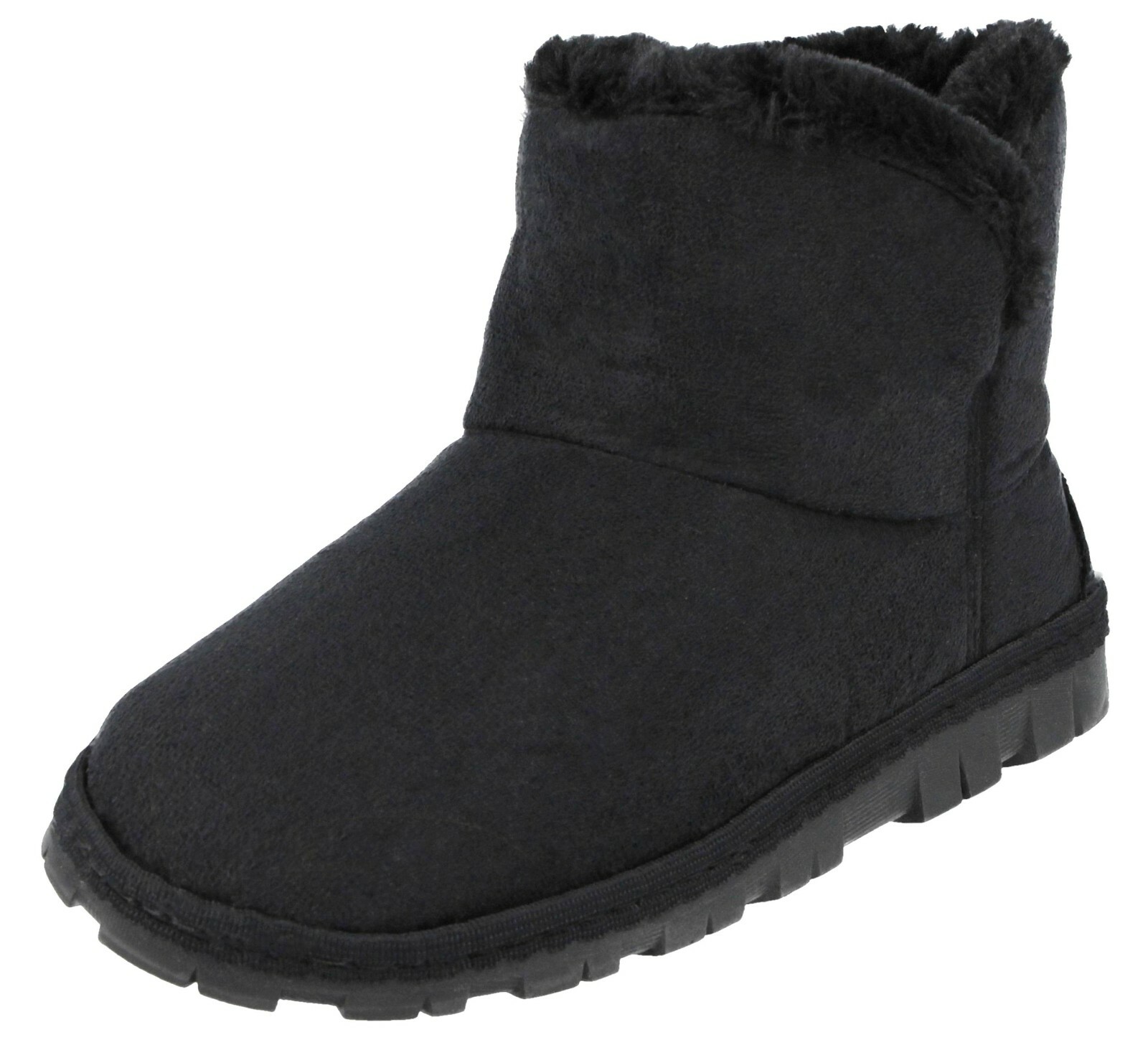 Ladies Yinka Shoes Faux Suede Classic Mini Fur Lined Bootie Slipper ...