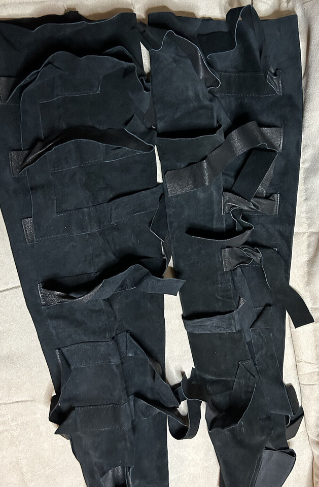 Strumpets by Elizabeth Melinek Spats Black Suede Fringe | eBay