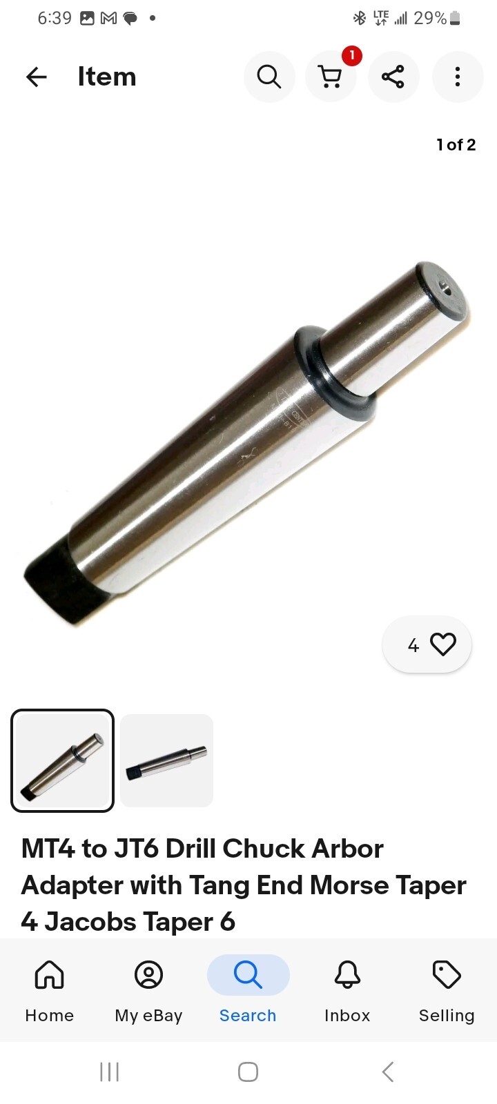 MT4 to JT6 Drill Chuck Arbor Adapter with Tang End Morse Taper 4 Jacobs ...