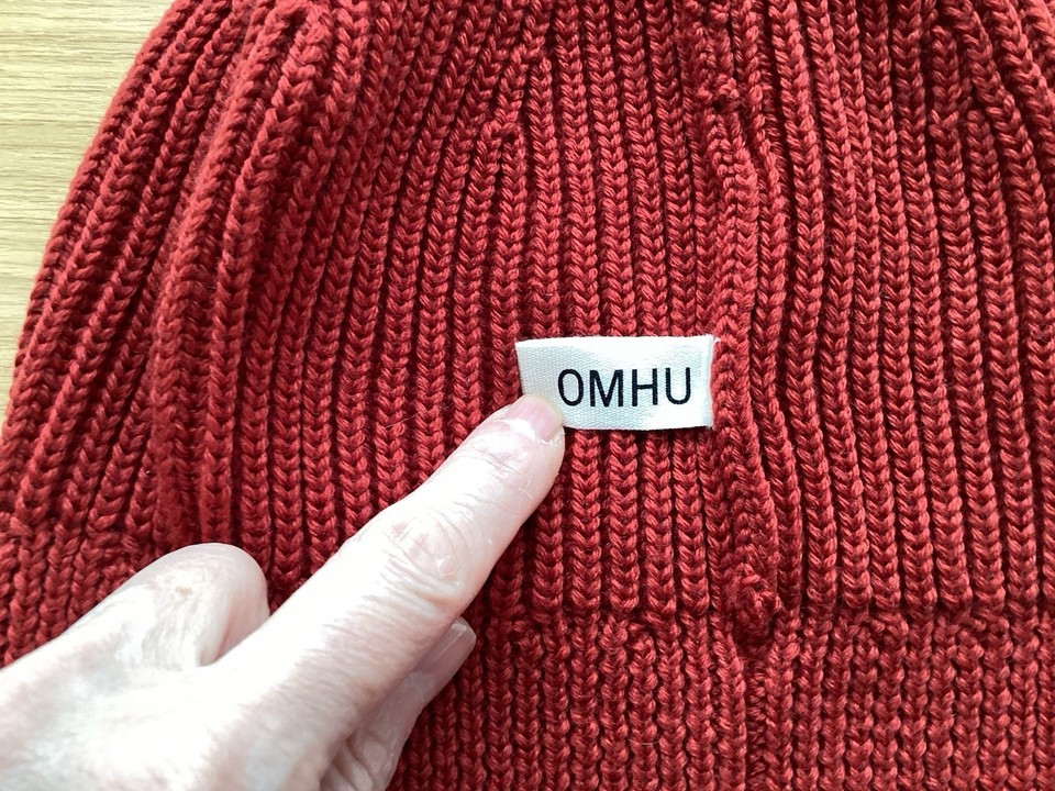 Omhu Tuno Merino Wool Beanie Hat One Size Red Hand Finished. RRP £65 ...