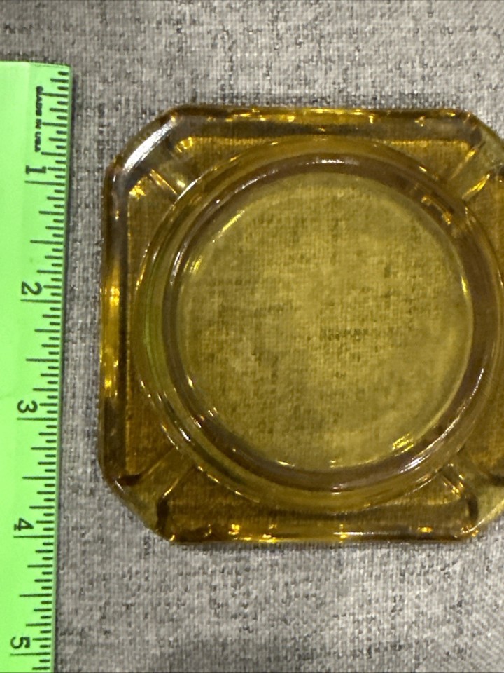 VTG Mid-Century Modern Amber Gold Glass Ashtray | eBay