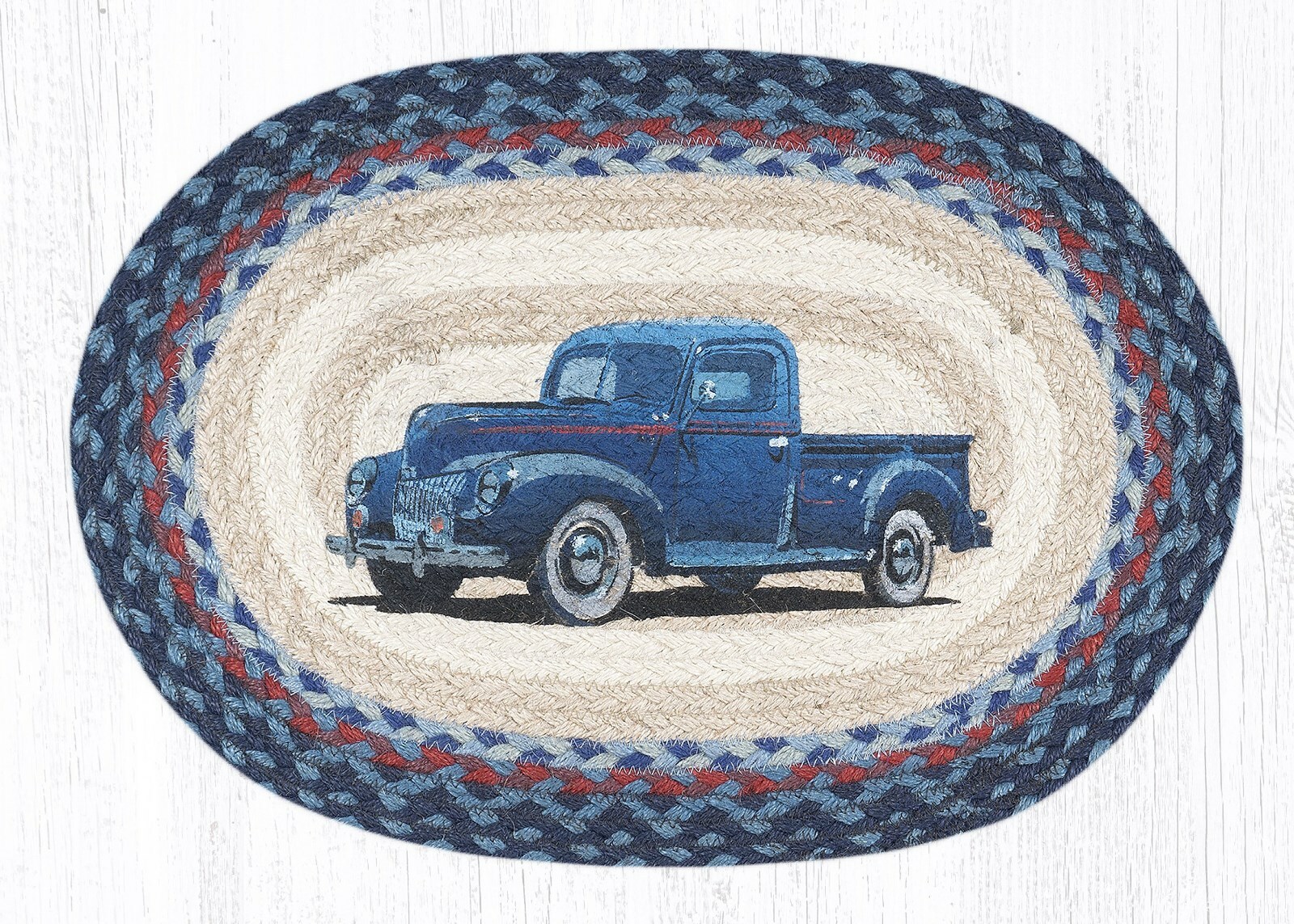 BLUE PICK UP TRUCK 100% Natural Braided Jute 2 Placemats,13"x19" by ...