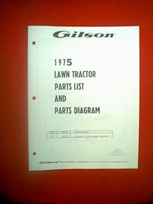 GILSON 1975 8 HP LAWN TRACTOR MODEL # 52037 PARTS MANUAL | eBay