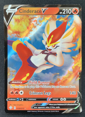 Cinderace V 018/072 Shining Fates Ultra Rare Holo Pokemon TCG Card NM ...
