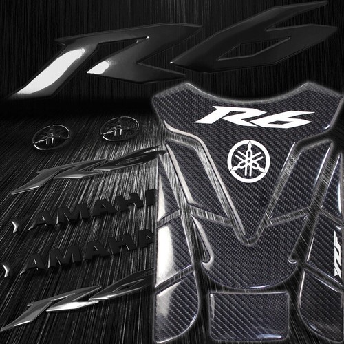 Real Carbon Fiber Custom Tank Pad+8" 3D Logo+for YZF-R6/R6S Emblem ...