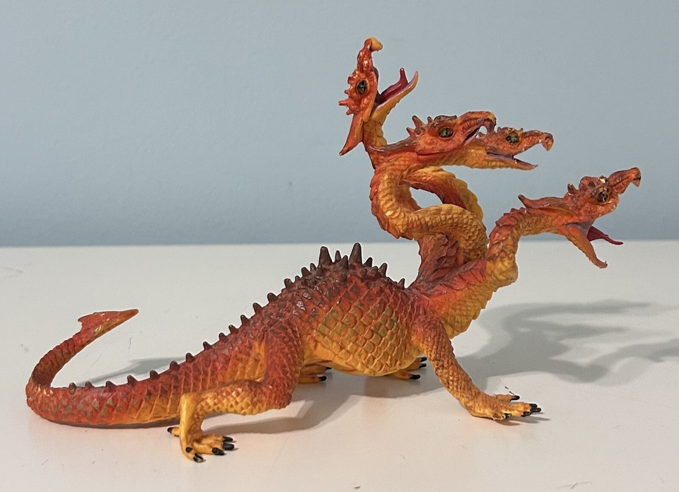 Plastoy Mythical Dragons 9” Orange Hydra 4 Headed Dragon Figure - (86 ...