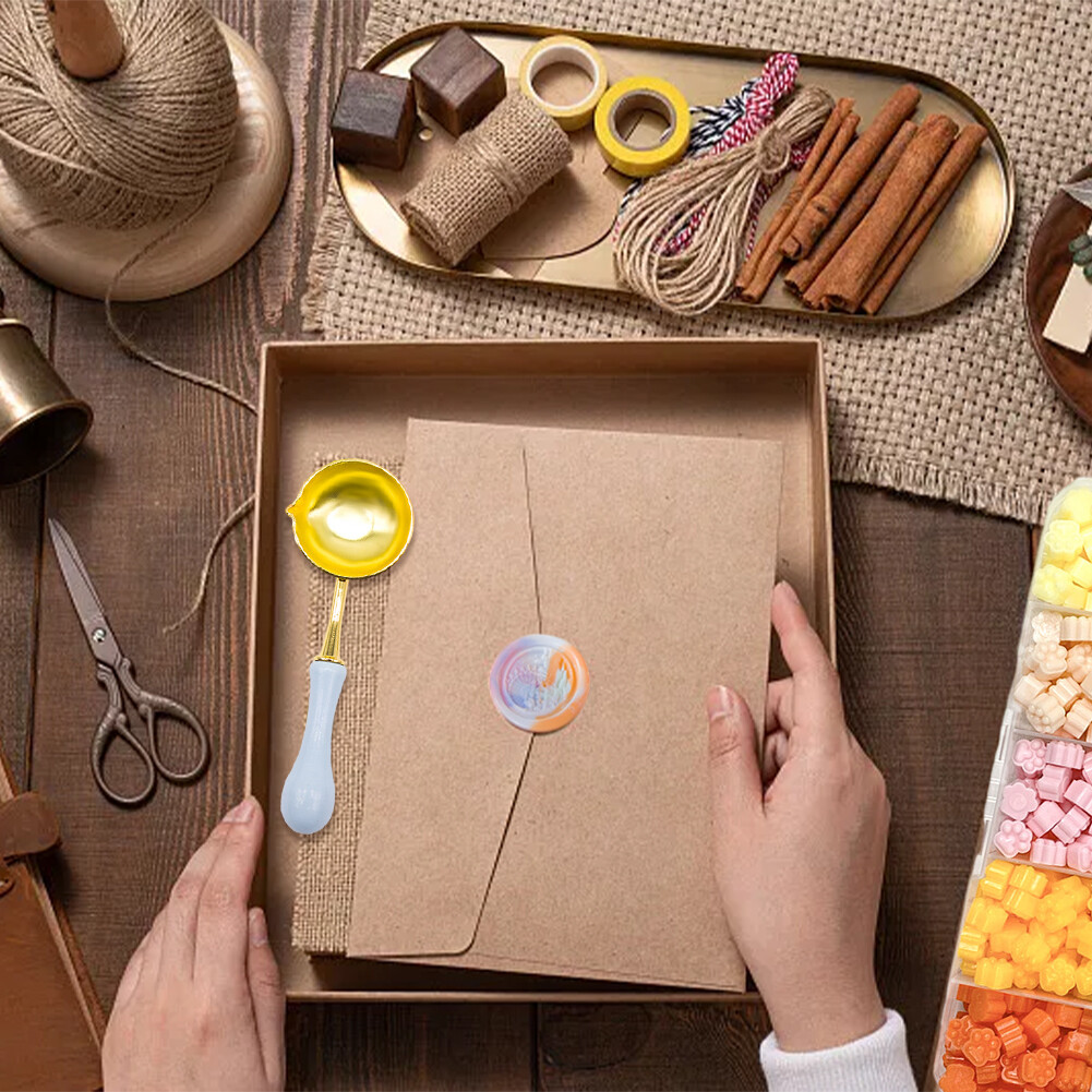 380pcsSeal Bead DIY Craft Gift Wrapping Wooden Spoon Cards With Storage ...