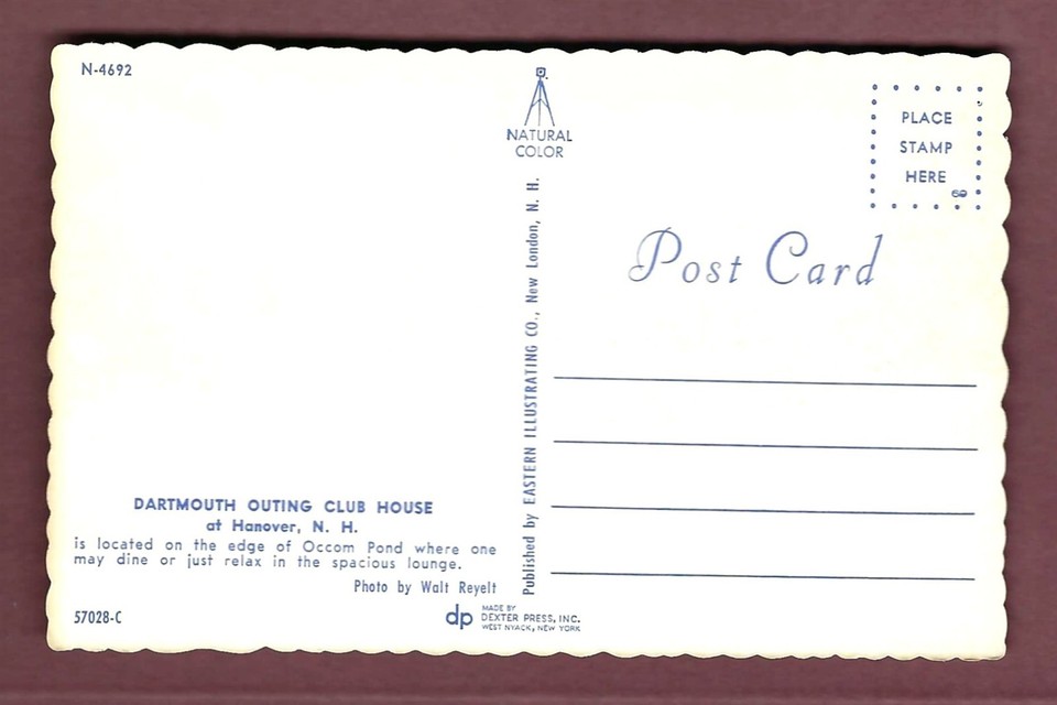 Vintage Postcard, Dartmouth College Outing Club House, Hanover, N.H ...