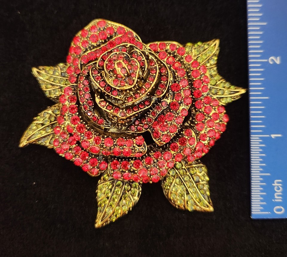 Heidi Daus Inspired Red Rose Brooch And Earring Set | eBay