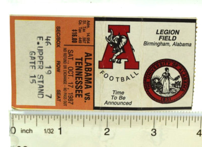 1987 Alabama vs Tennessee Football Ticket Legion Field Birmingham - AL ...