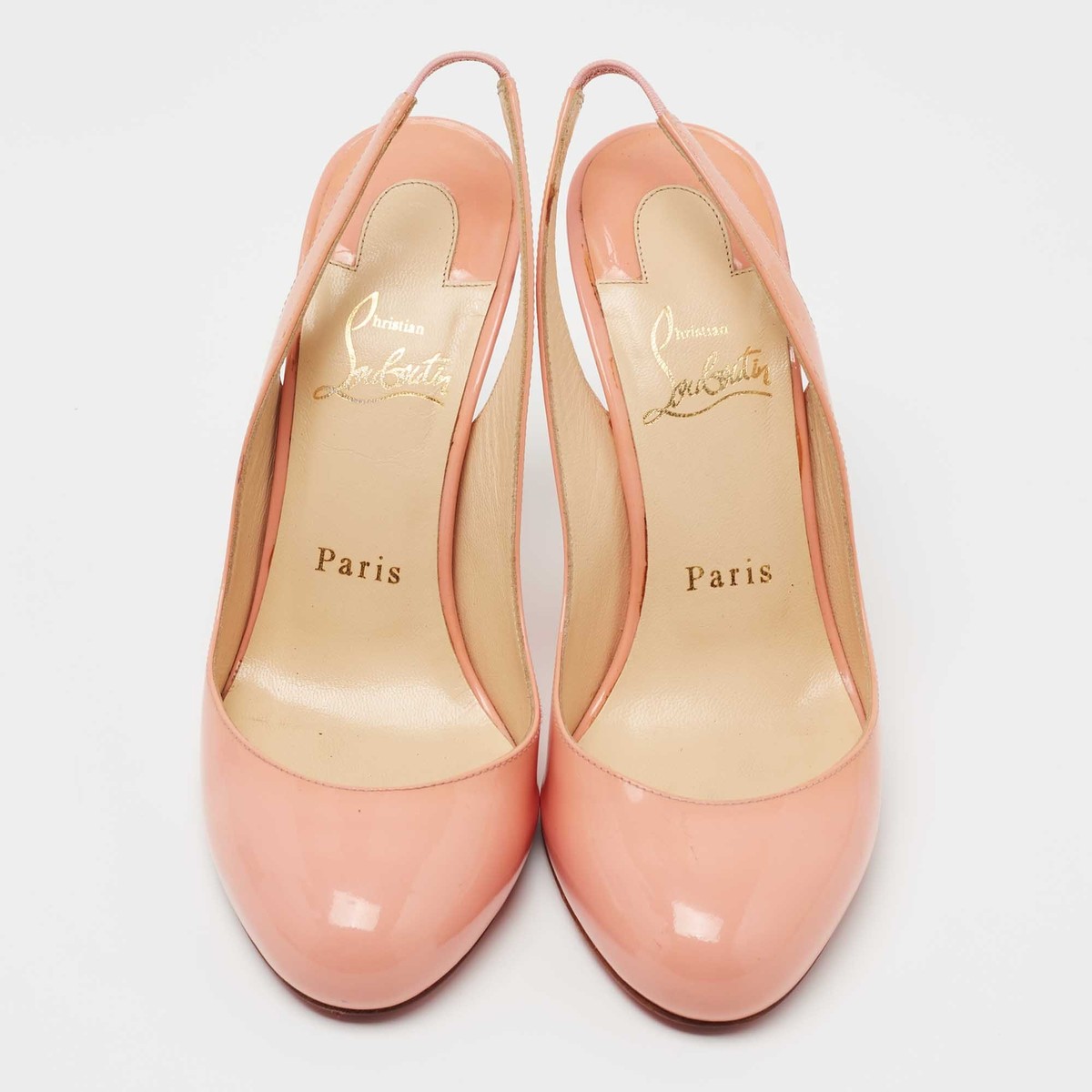 Christian Louboutin Peach Pink Patent Leather Fifi Slingback Christian Louboutin Peach Pink Patent Leather Fifi Slingback
