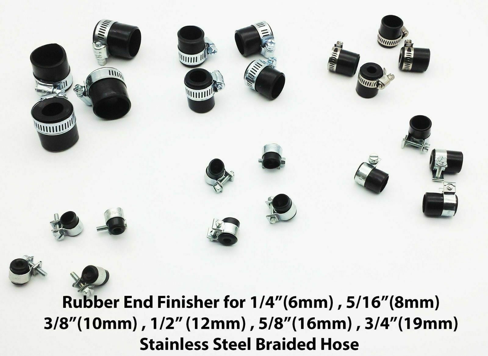 Braided Hose Rubber End Finisher Cap PUSH ON with steel clips FOR HOSE ...