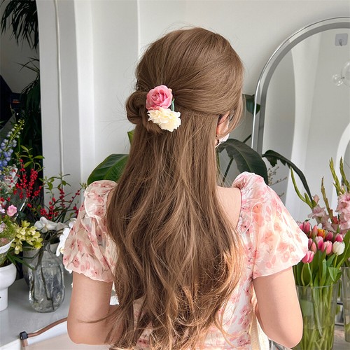 Rose U-shaped Hairpin Hairwear Women Bicolor Flower Disk Hairstick ...
