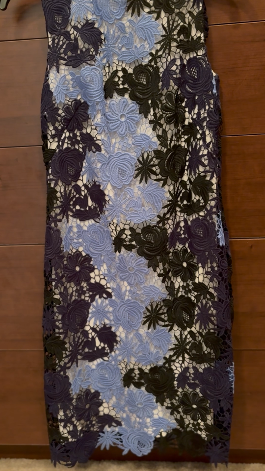 CALVIN KLEIN Floral Lace Fire Sheath Women's Dress Black/blue/white ...