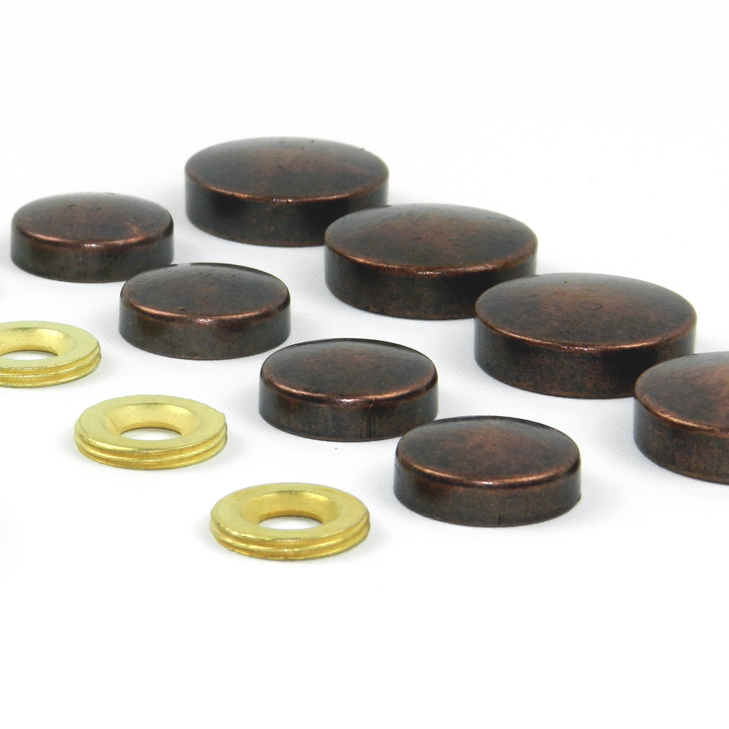 Threaded Rustic Brown Dome Screw Snap Caps Covers Electroplated Display ...