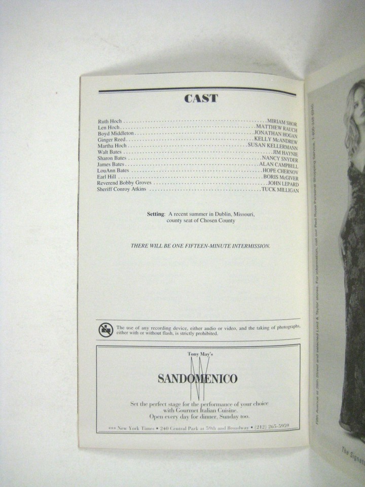 Book of Days Playbill 2002 Signature Theatre Hope Chernov Tuck Milligan ...