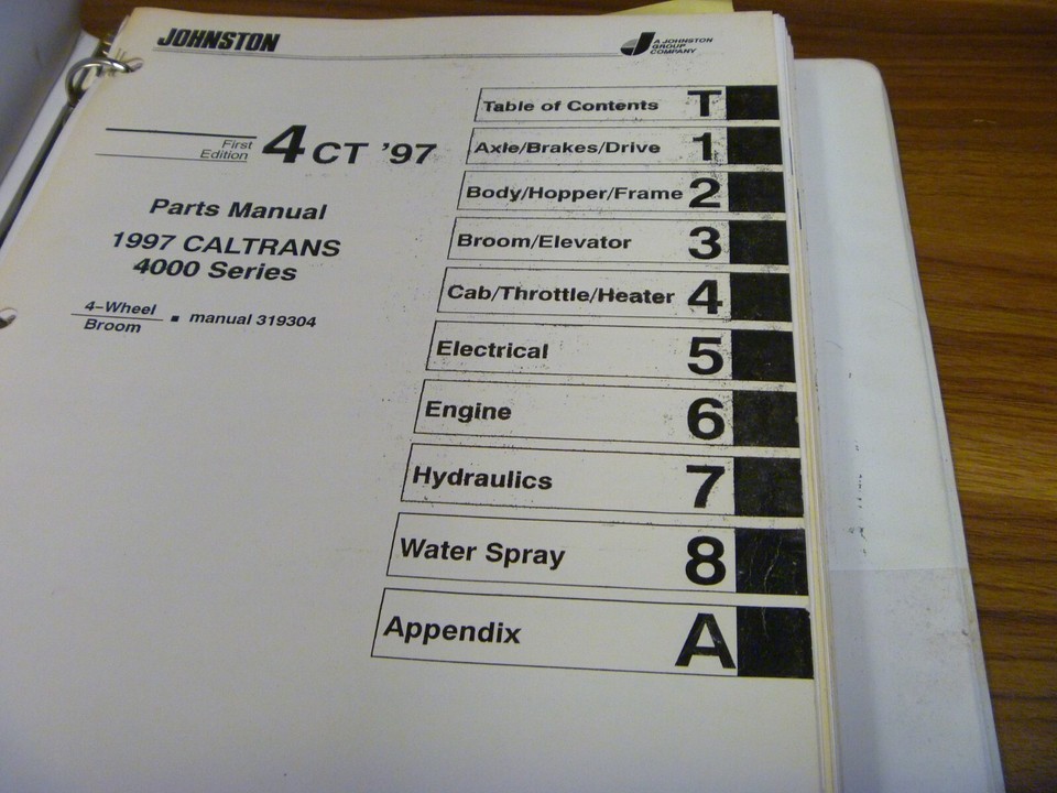 1997 Johnston 4000 Caltrans Street Sweeper Parts Catalog Manual PN ...