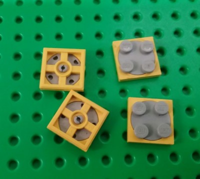 Lego 2x2 Stud Yellow Base Swivel Round Spin Grey Plate Space Turntable ...