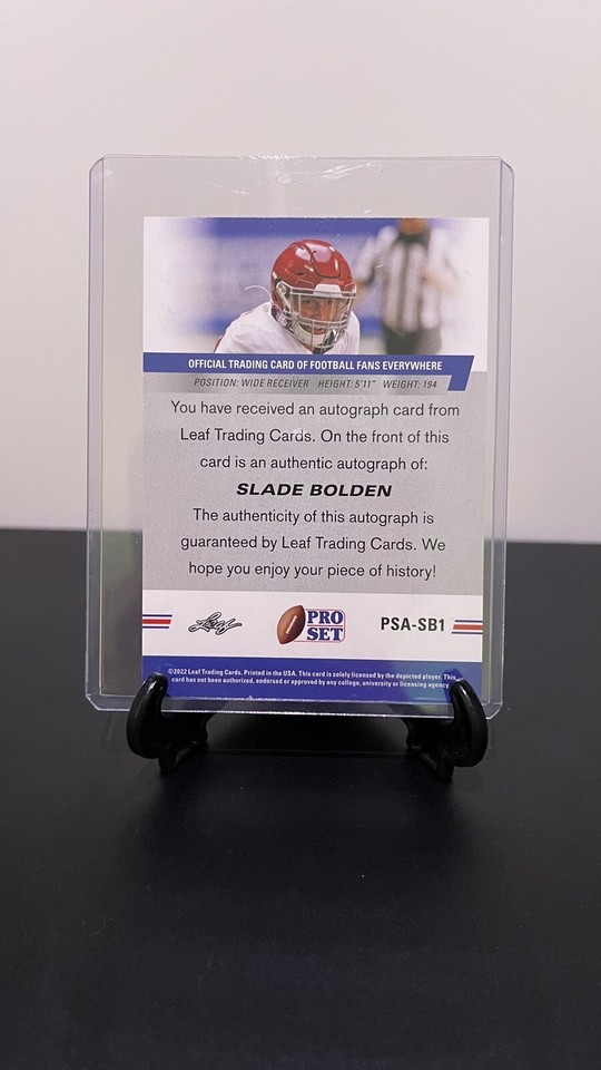 2022 Leaf Pro Set Autographs Slade Bolden XRC #PSA-SB1 Rookie Auto TC ...