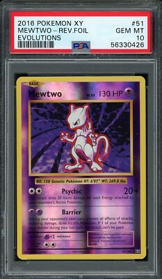2016 Pokemon XY Evolutions #51 Mewtwo Reverse Holo Foil PSA 10 GEM MINT ...