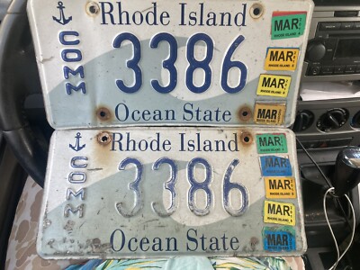 RHODE ISLAND passenger 2016 Comm license plate 3386 Set Pair | eBay