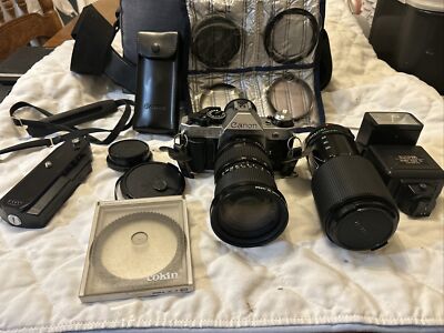 Canon AE-1 Program 35mm SLR Film Camera with 2 Lens Rewinder Strap ...