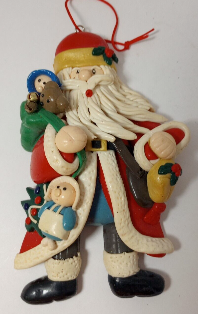 Vintage Polymer Clay Santa Claus Christmas Ornament | eBay