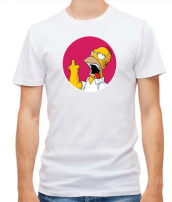 Homer middle finger, The Simpsons, W/B Short Sleeve Men T Shirt L204 | eBay