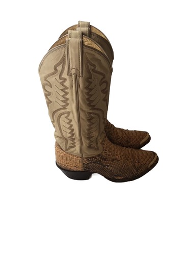 Justin Ladies 7E Western Cowboy Snakeskin Leather Boots Brown And Tan ...