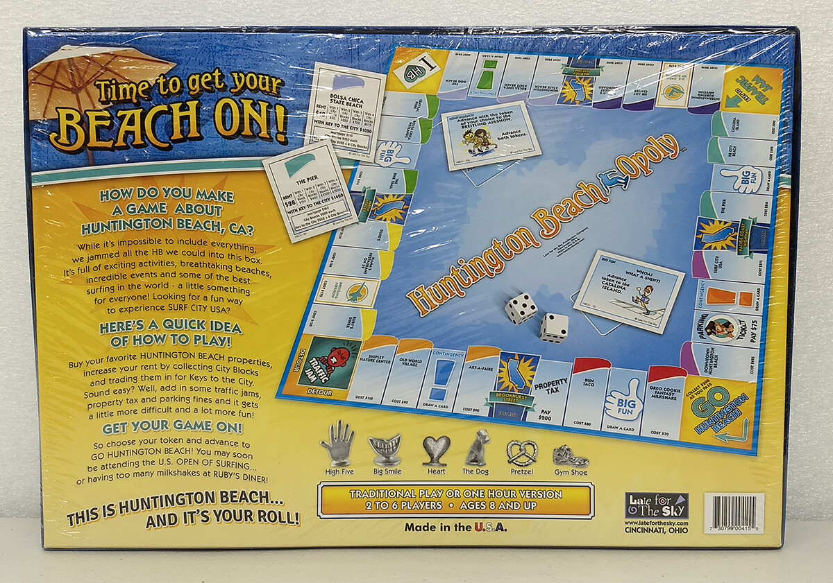 Huntington Beach-Opoly Surf City Monopoly Board Game Late For The Sky ...