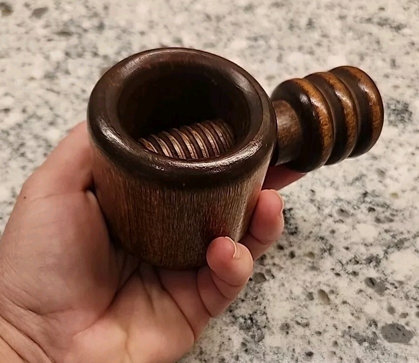 Vintage Nutcracker Solid Walnut Wood Hand Crank | eBay