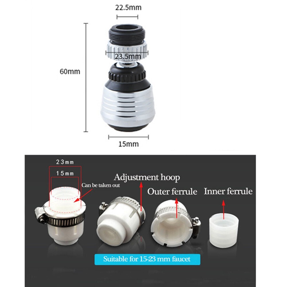 360 Rotate Swivel Water Saving Tap Aerator Faucet Nozzle Filter Kitchen ...