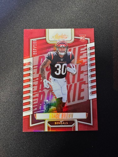 2023 Absolute Chase Brown RC Red Spectrum HOLO #142 Bengals Rookie #d ...
