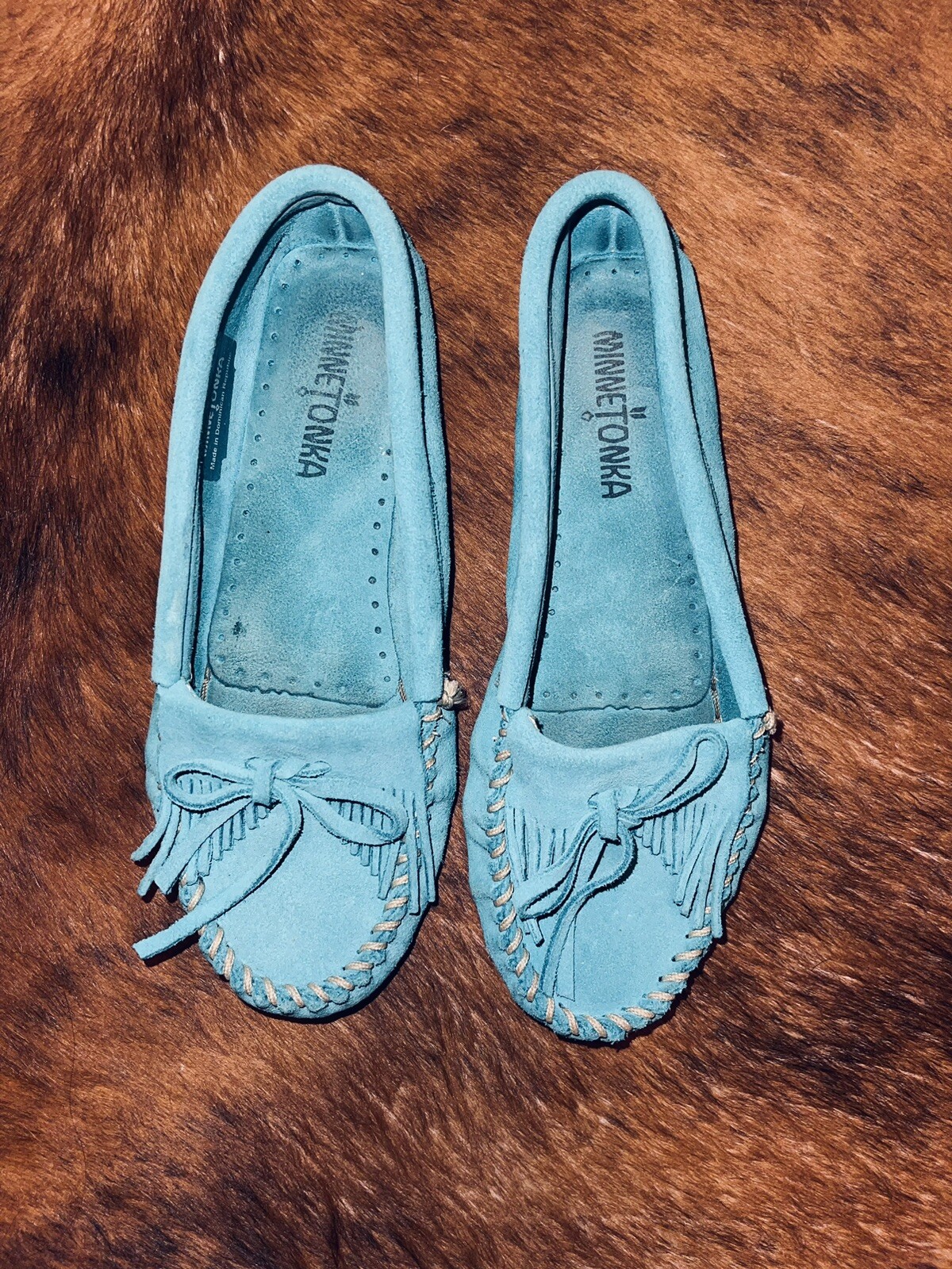 Minnetonka Turquoise Western Leather Fringe Moccasins Size 7 Women’s | eBay