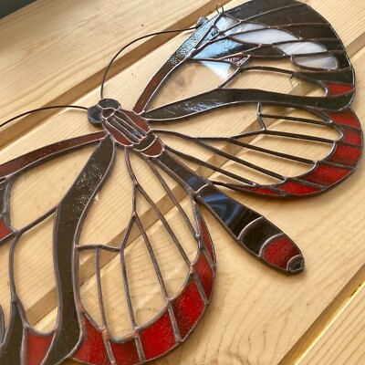 Stained Glass Butterfly, Glasswing Butterfly Window Hanging, 16” X 10 ...